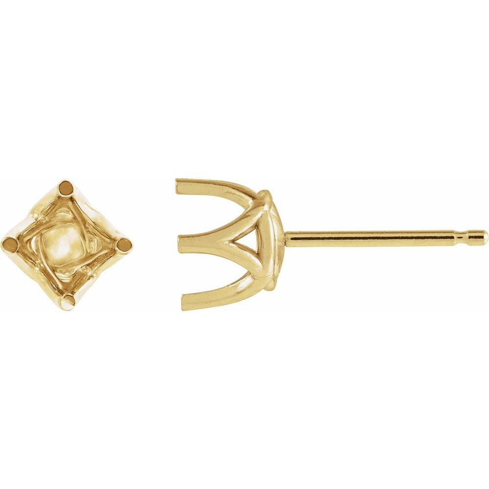 Semi-Polished 18k Yellow Gold 6mm Round Shape 4 Prong Woven-Design ...