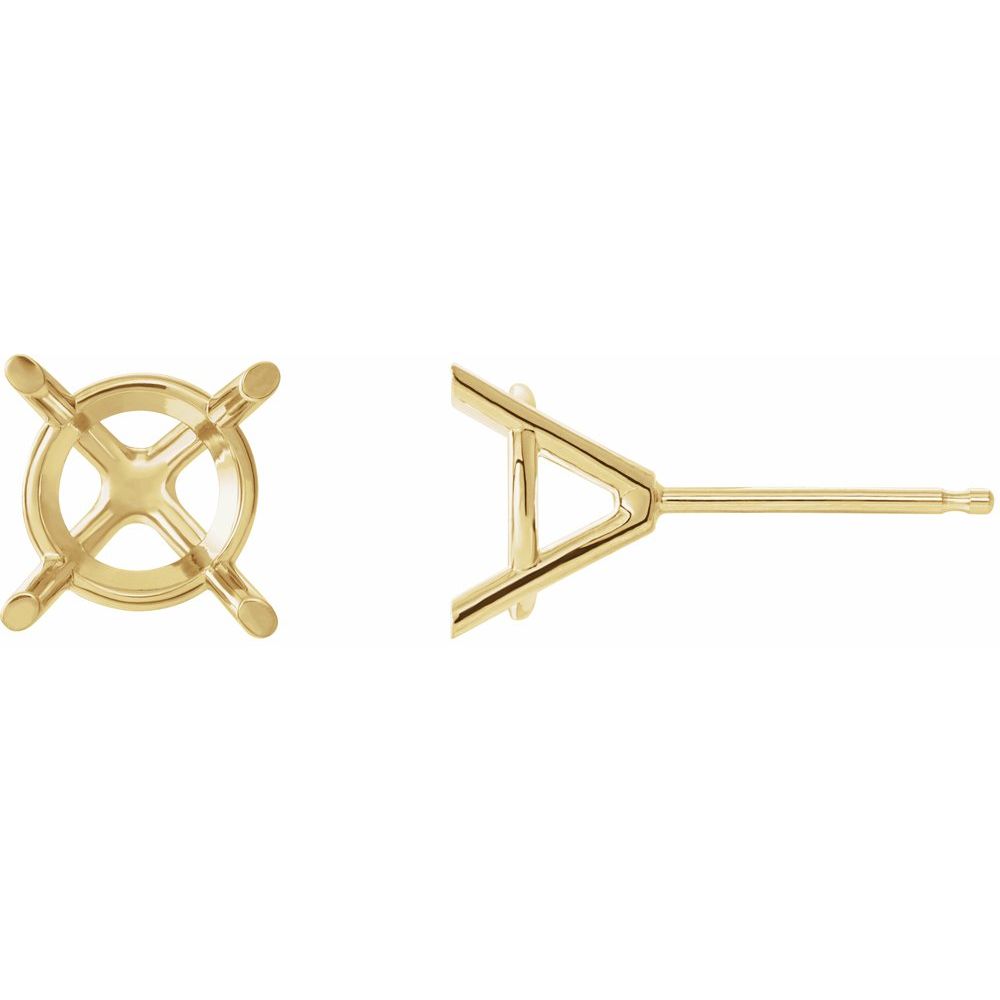 Semi-Polished 18k Yellow Gold 7mm Round Shape 4-Prong Cocktail-Style ...