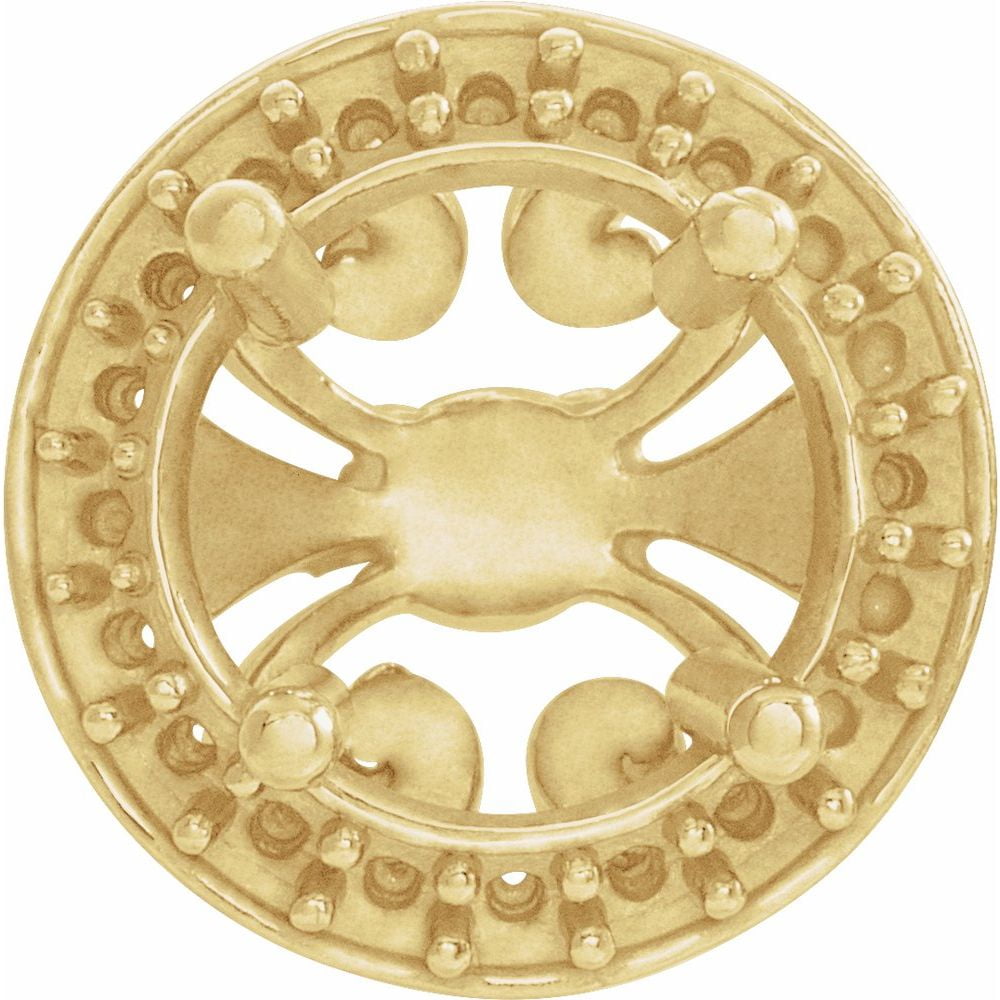 Semi-Polished 18k Yellow Gold 8.2mm Round Shape 4-Prong Halo-Style Peg ...
