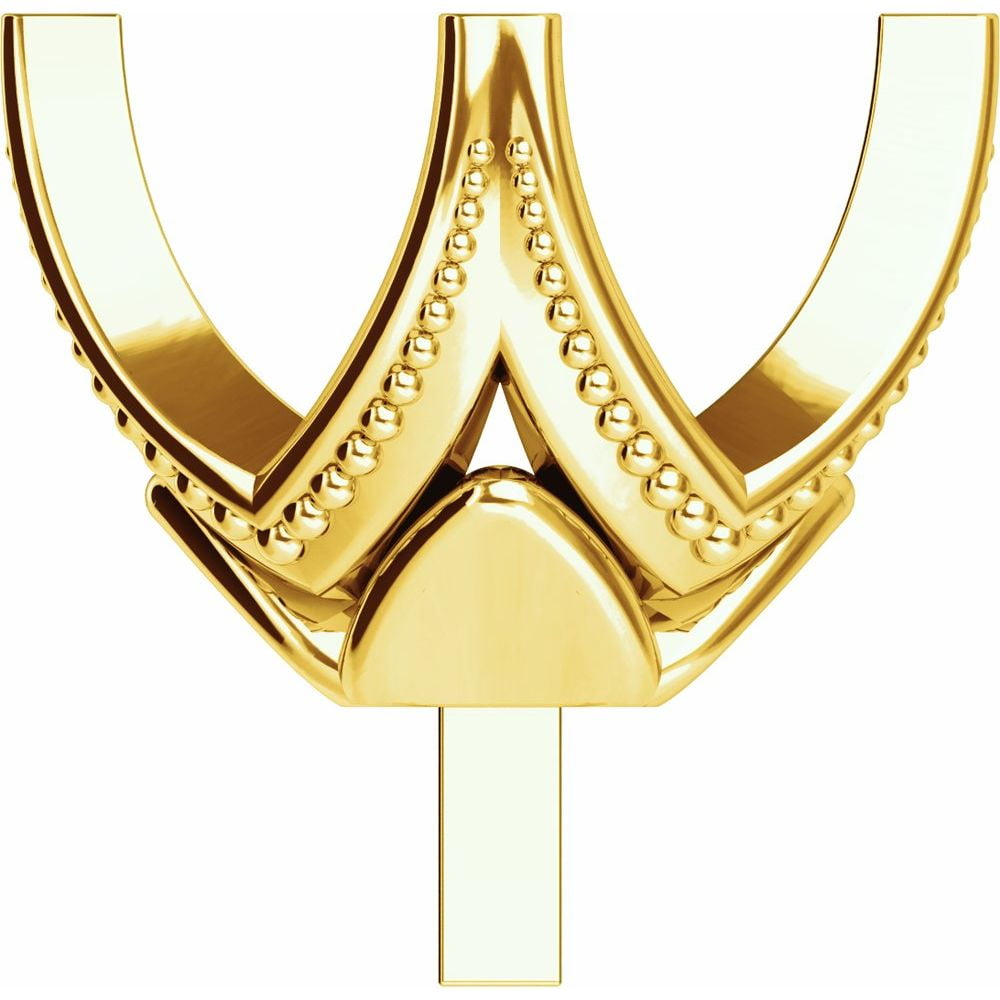 Semi-Polished 18k Yellow Gold 8mm Round Shape 4-Prong Milgrain Peg ...