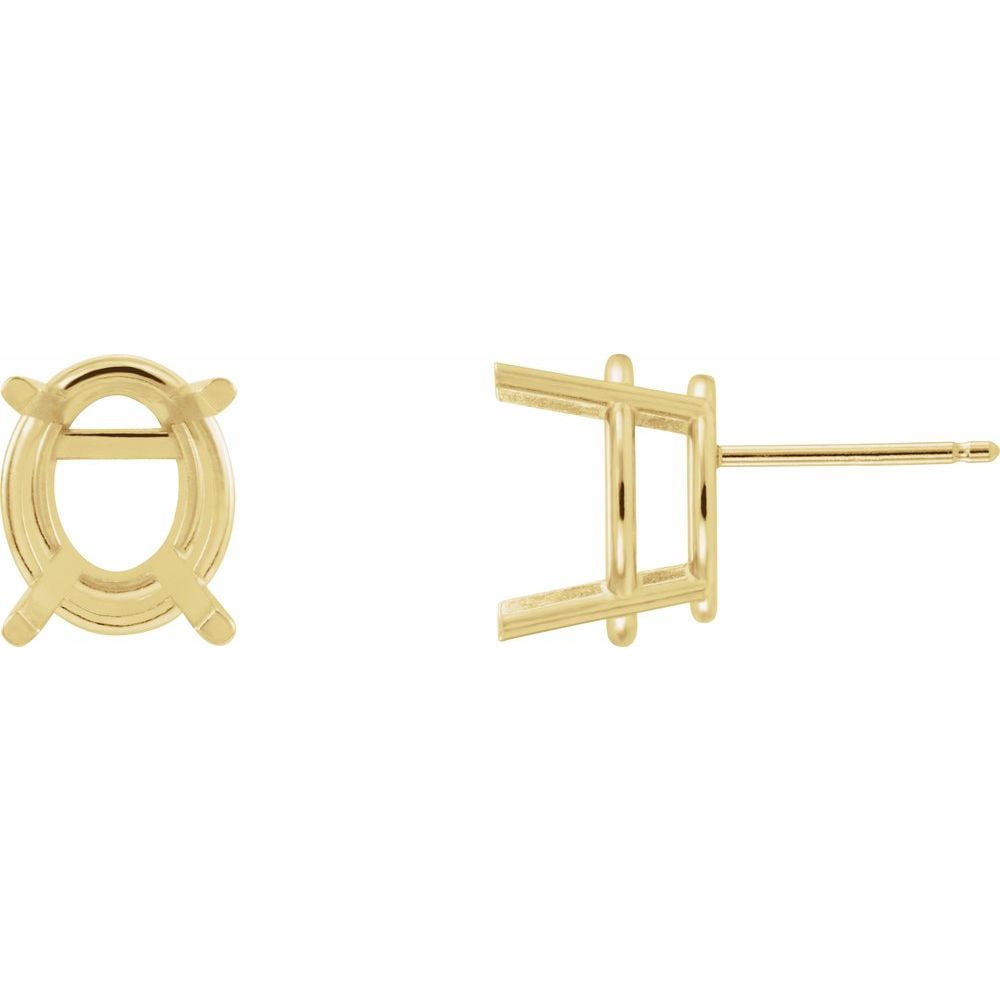 Semi-Polished 18k Yellow Gold 8x6mm Oval Shape 4-Prong Wire Basket ...