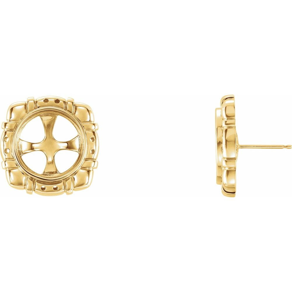 Semi-Polished 18k Yellow Gold Accented Earring Mounting for 12mm Mabe ...