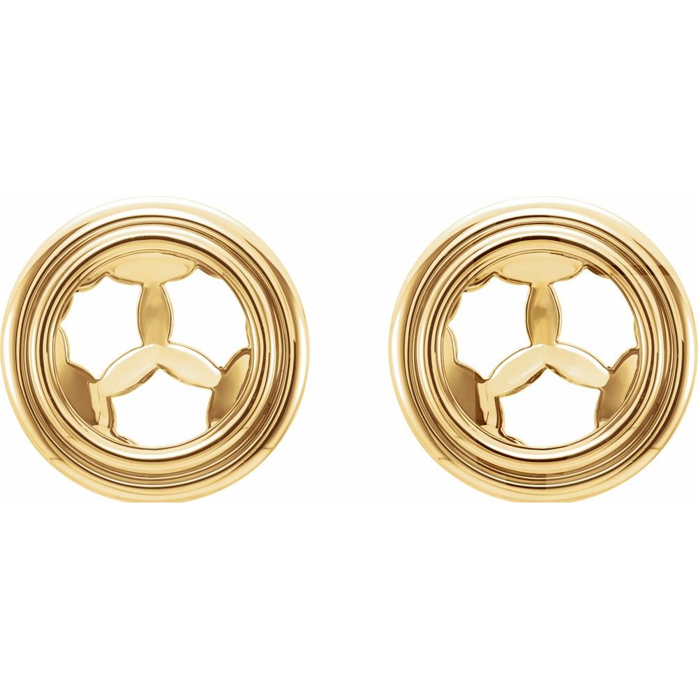 Semi-Polished 18k Yellow Gold Button Earring Mounting for Mabe Pearl ...