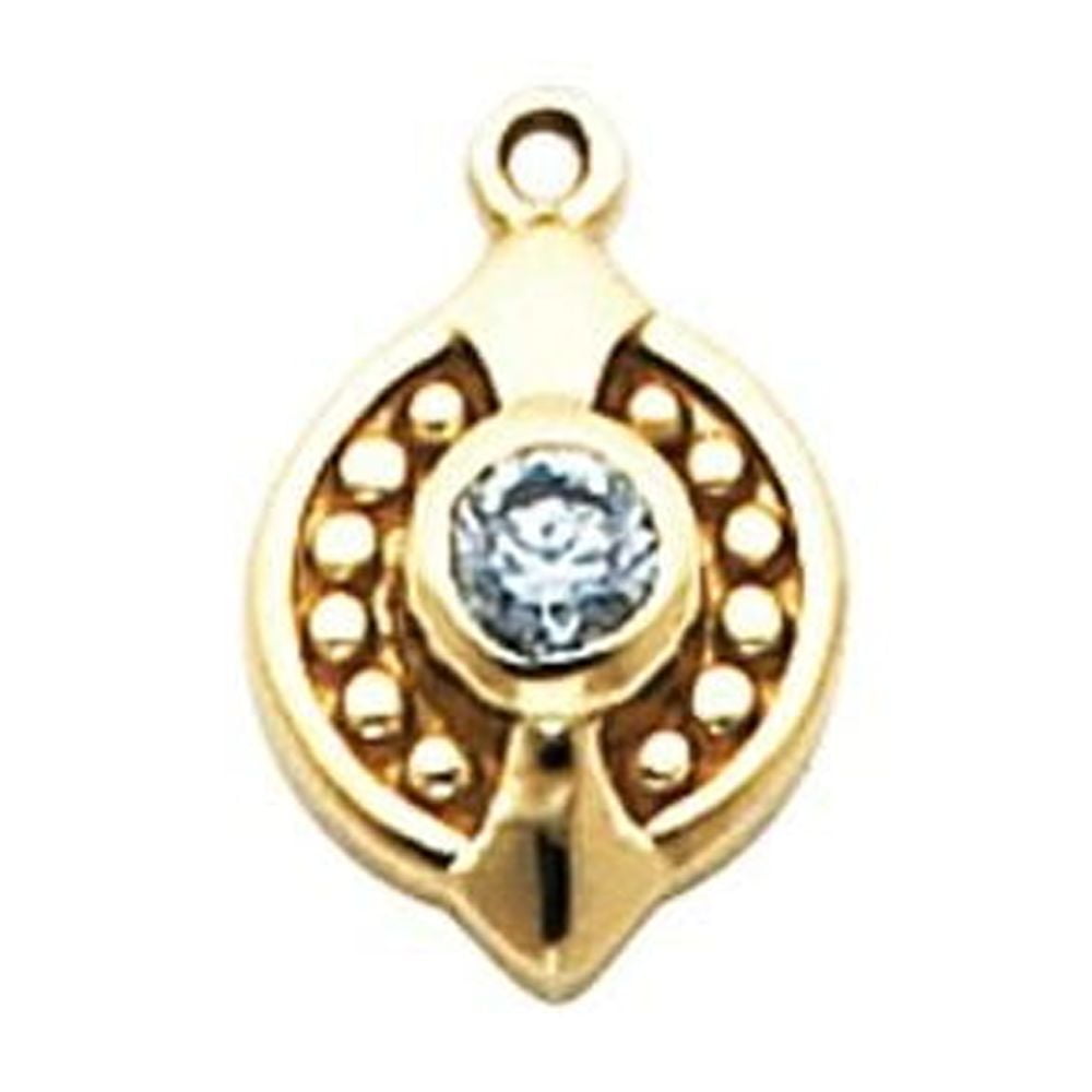 Semi-Polished 18k Yellow Gold Dangle Link For Round Shape Center ...