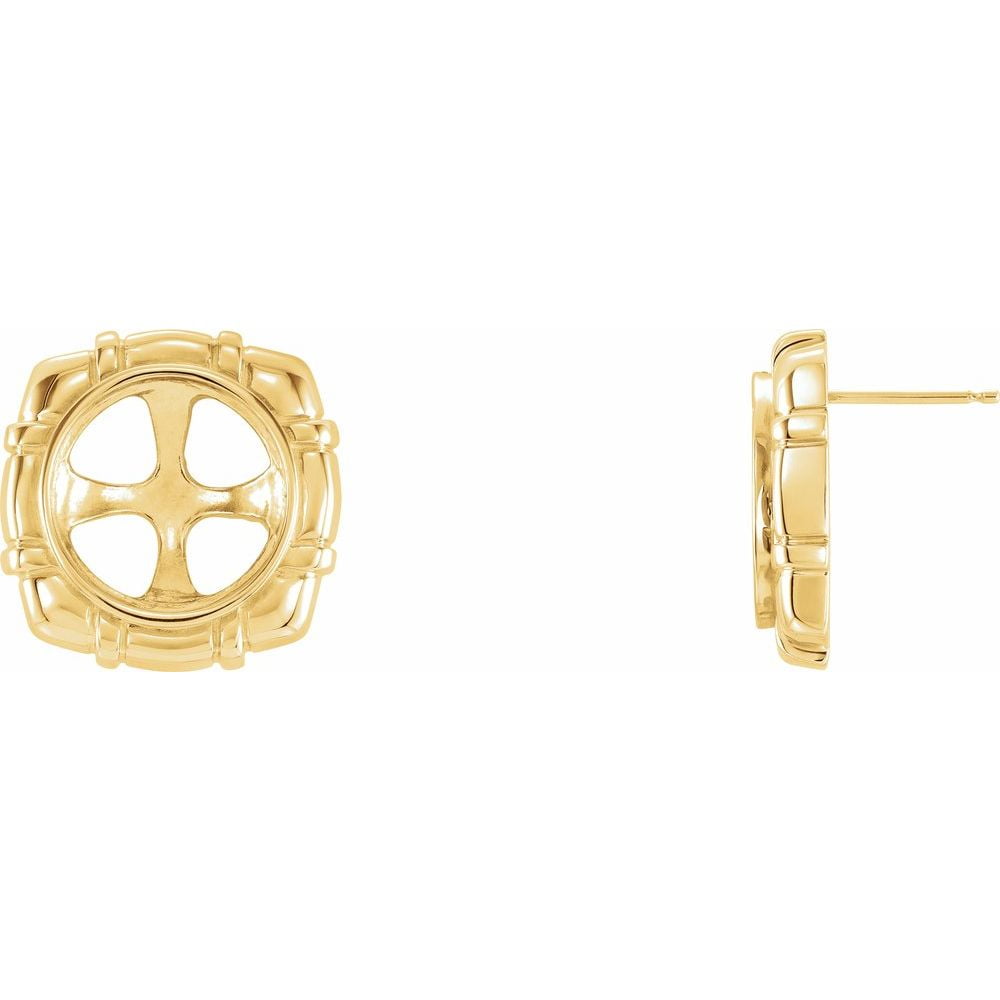 Semi-Polished 18k Yellow Gold Earring Mounting for Pearl Fine Jewelry ...