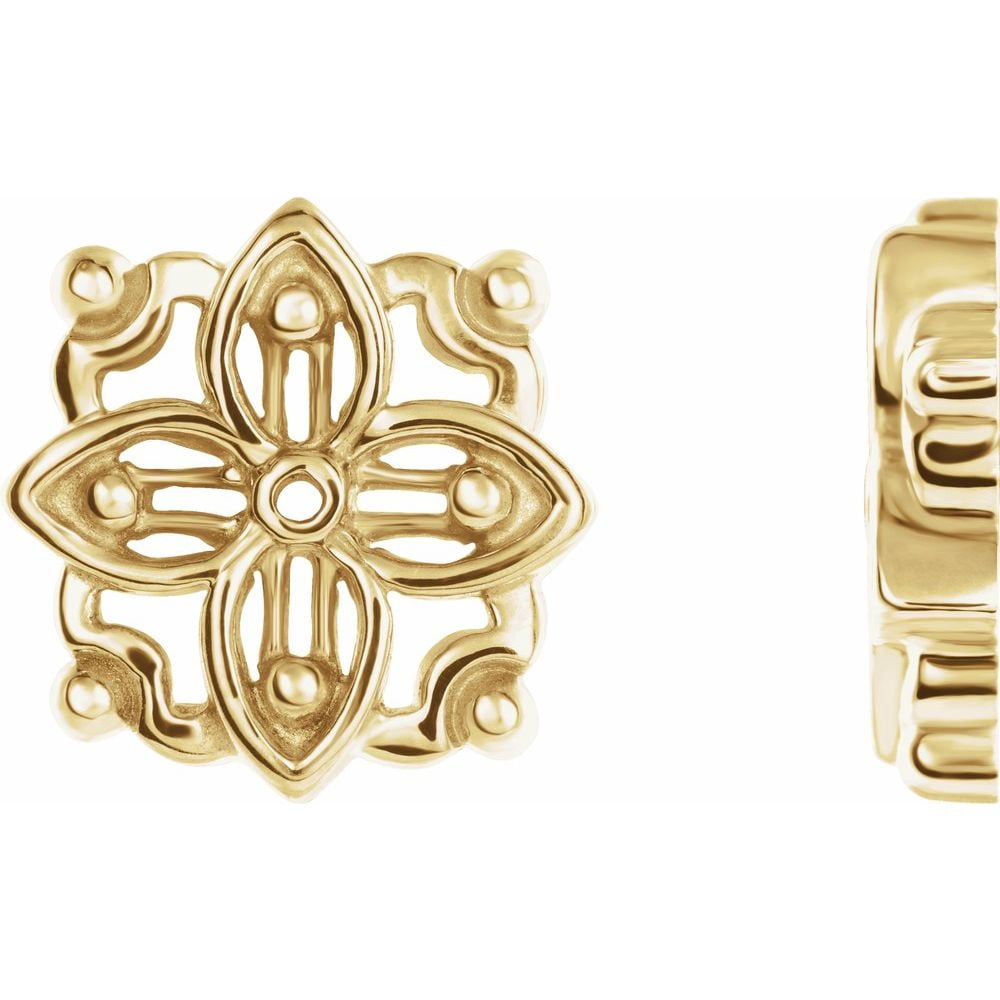 Semi-Polished 18k Yellow Gold Floral-Inspired Earring Jacket Fine ...