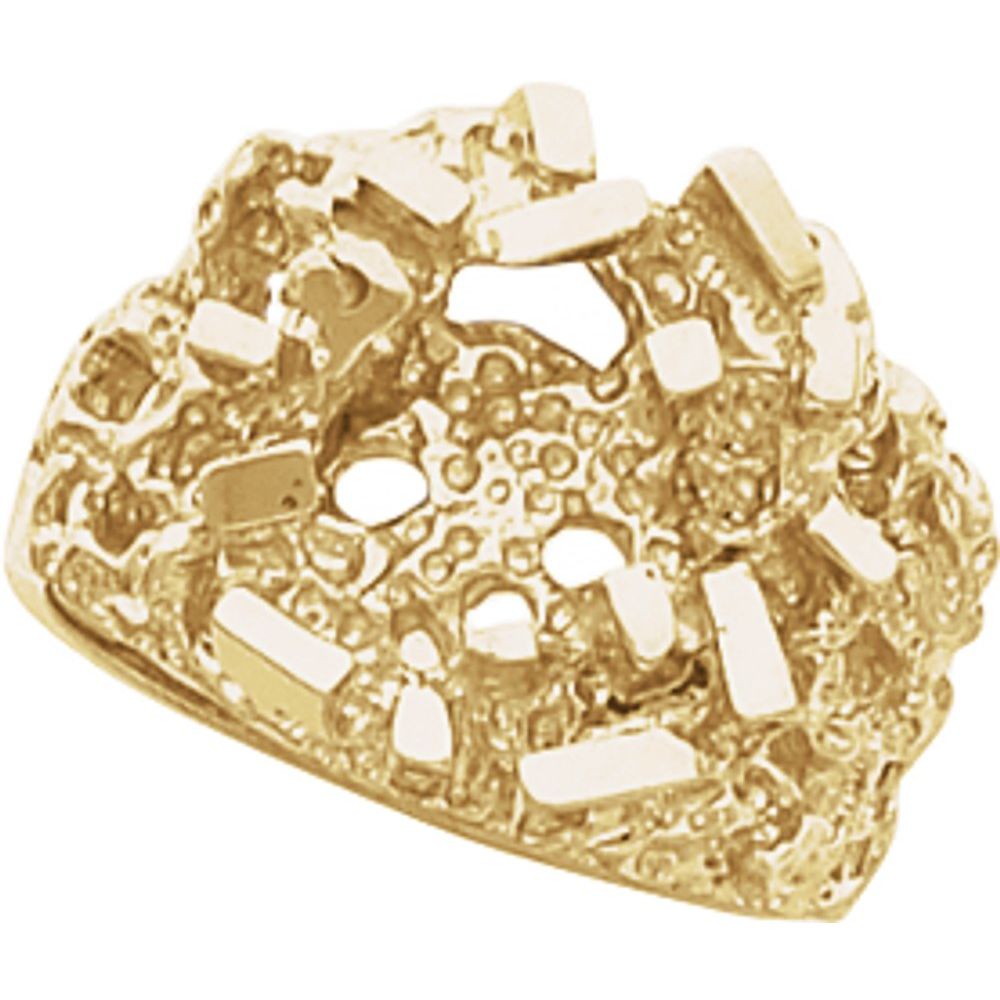 Semi-Polished 18k Yellow Gold Nugget Metal Fashion Ring Fine Jewelry ...
