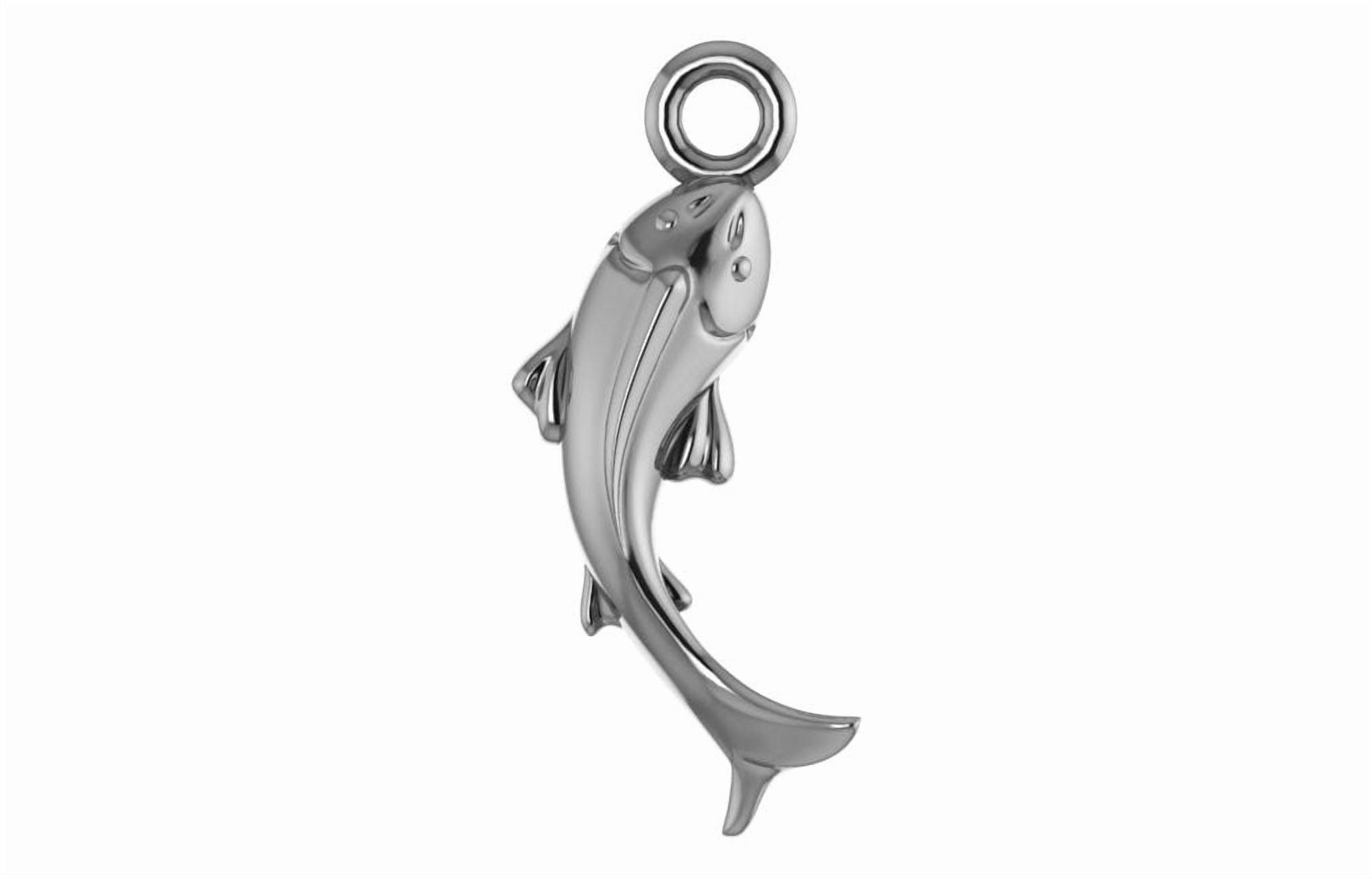 Semi-Polished 18k Yellow Gold Right Tiny Koi Fish Dangle Link Finished ...