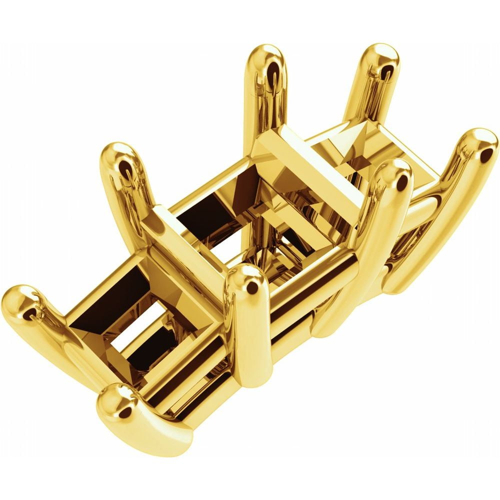 Semi-Polished 18k Yellow Gold Square Shape 3-Stone Top Shank Setting ...