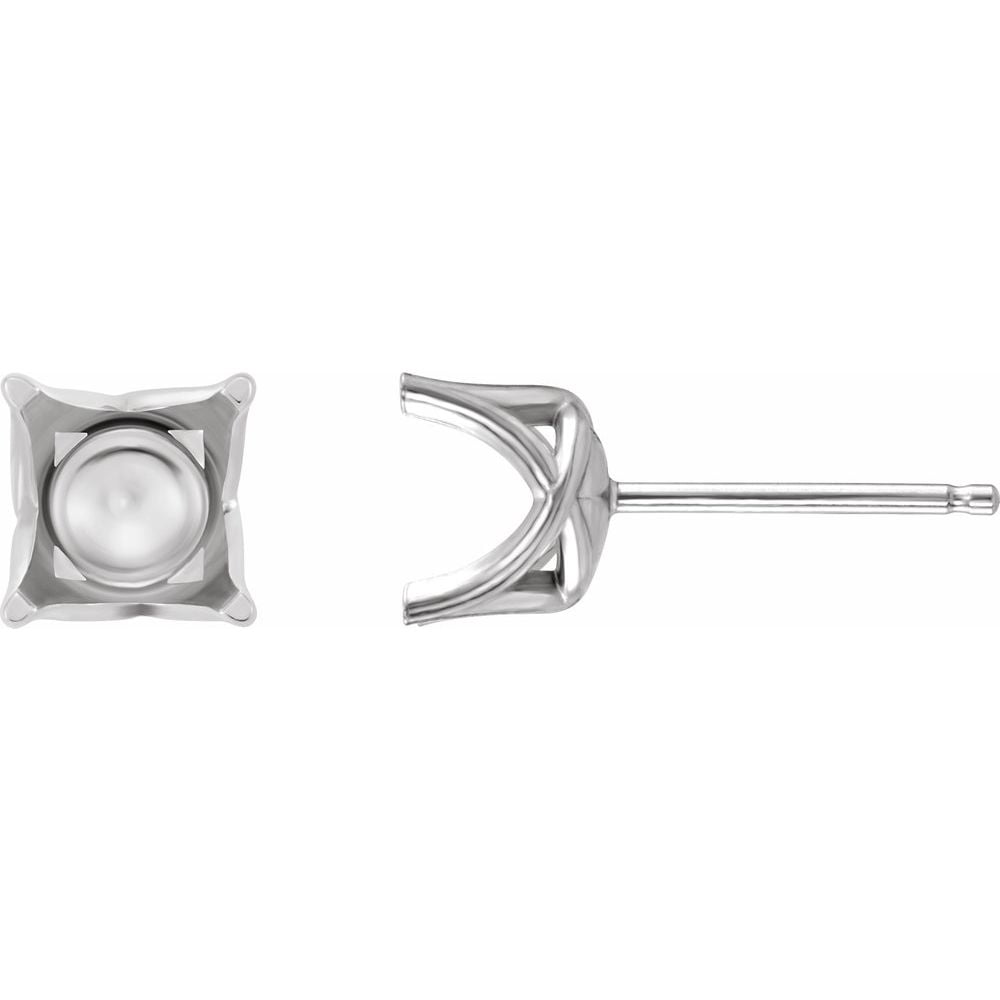 Semi-Polished Continuum Sterling Silver 7.5mm Princess Square Shape 4 ...