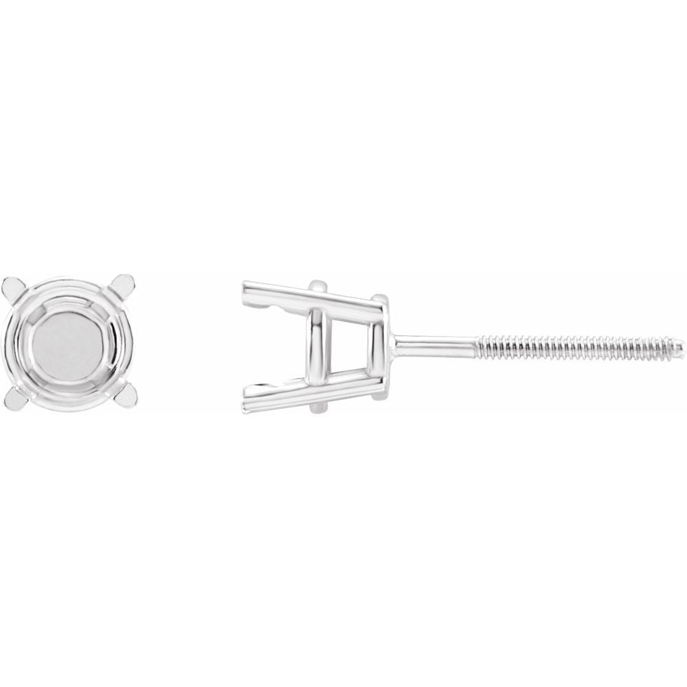 Semi-Polished Sterling Silver 4.5mm Round Shape 4-Prong Pre-Notched ...