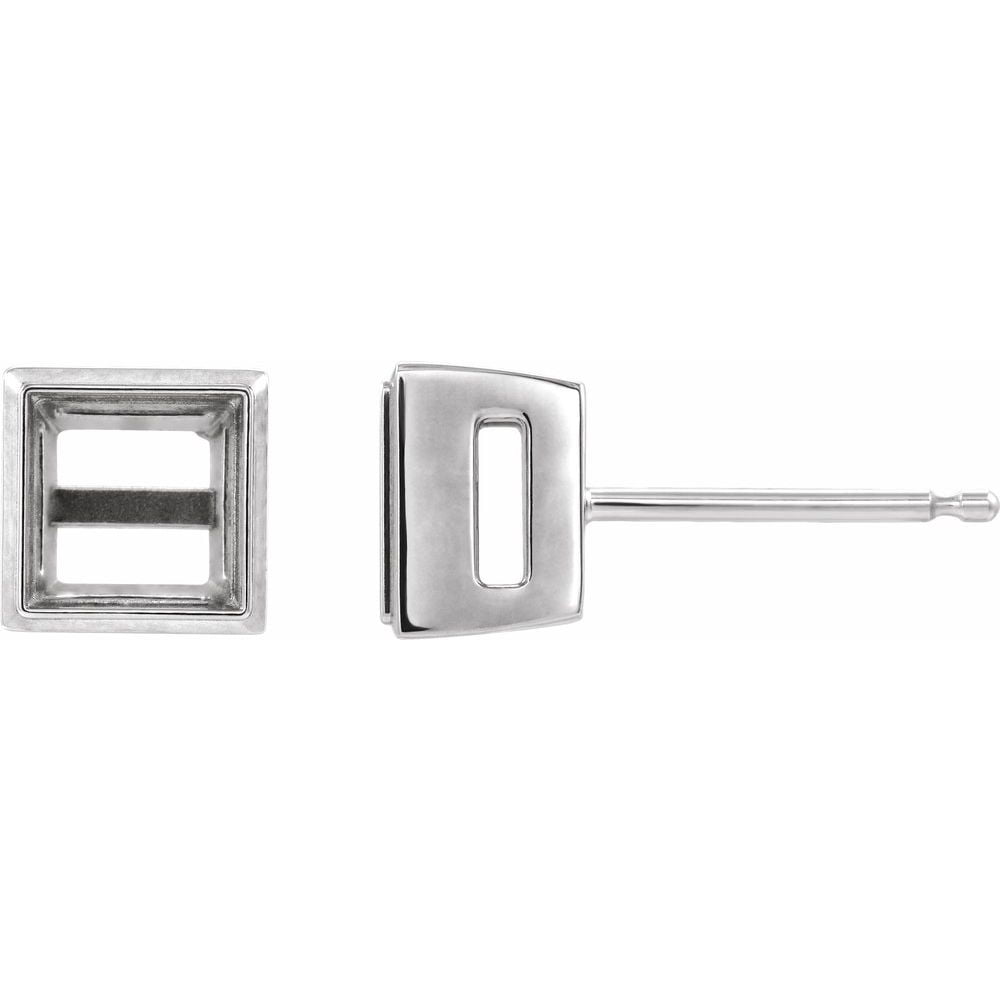 Semi-Polished Sterling Silver 4.75x4.75mm Princess Square Shape Tapered ...