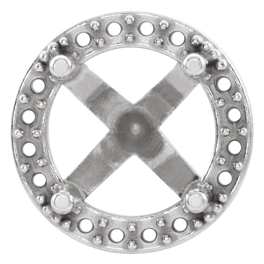 Semi-Polished Sterling Silver 7.4mm Round Shape 4-Prong Peg Setting ...