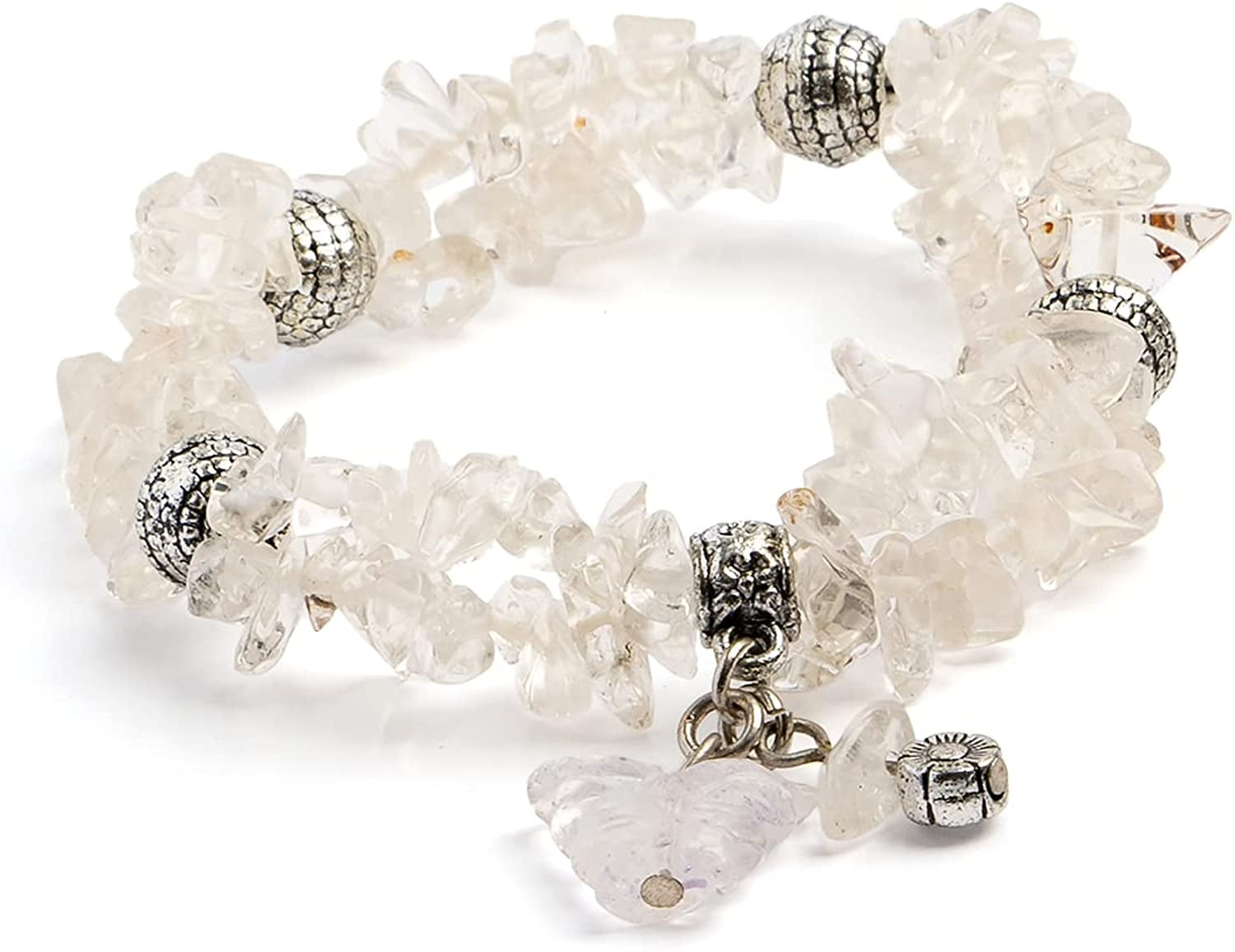 Semi-Precious Natural Crystal Quartz Clear Bracelet 2 Strands with ...
