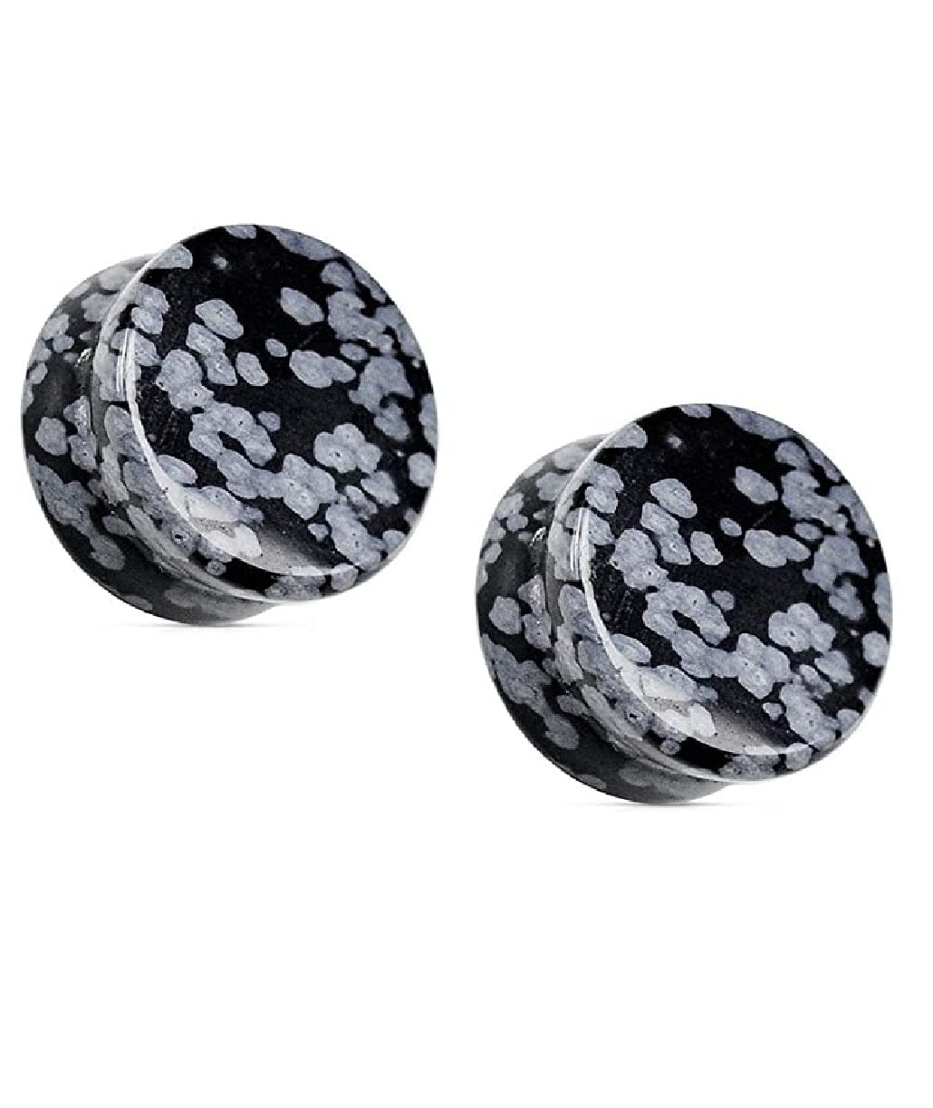 Semi Precious Stone Snowflake Obsidian Solid Saddle Fit Plugs - Walmart.com