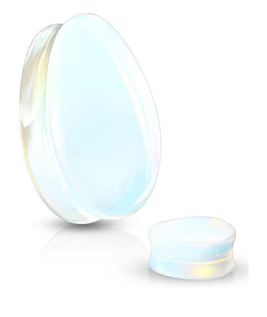 Semi Precious Tear Drop Opalite Stone Double Flared Saddle Plugs ...