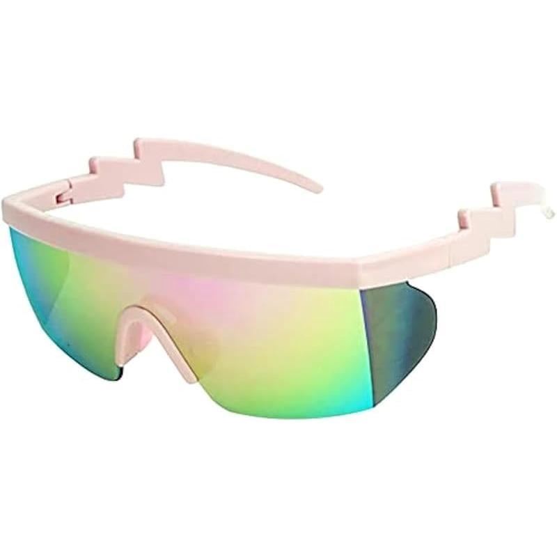 Semi Rimless Neon Rainbow Sunglasses Mirrored Lens UV Protection 80s ...