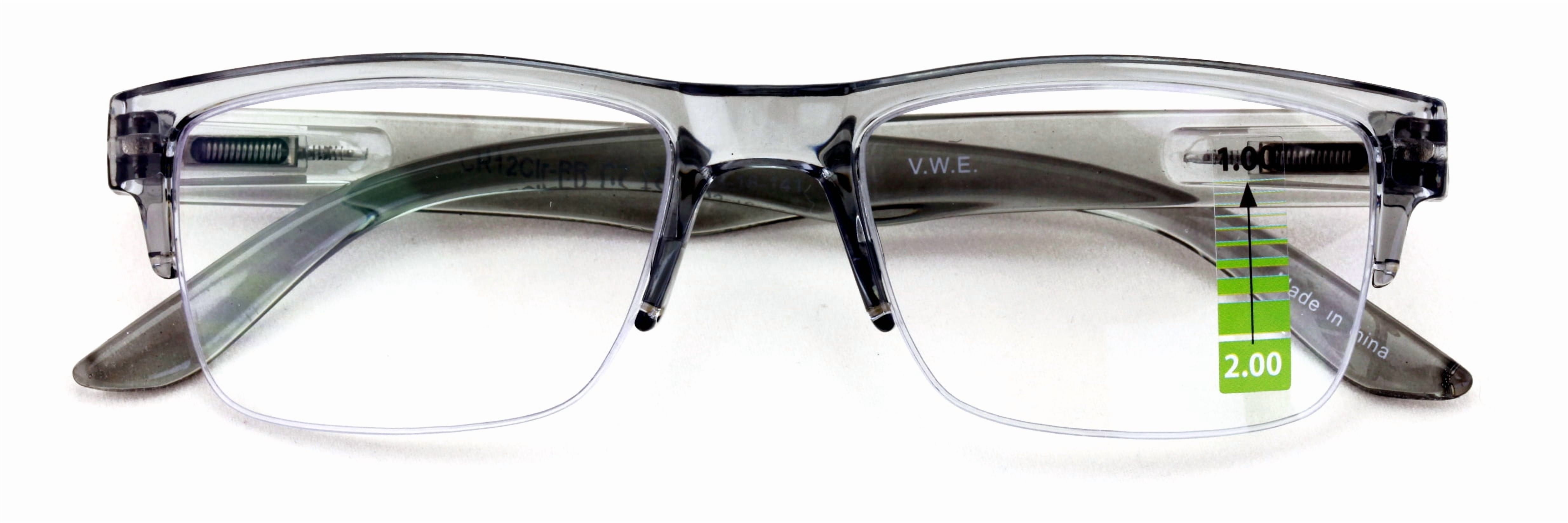 Semi-Rimless Rectangular Progressive Multifocal Reading Glasses - Half ...