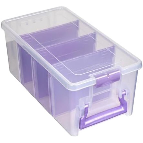 Semi Satchel Portable Craft Organizer with 3 Dividers - Clear Plastic ...