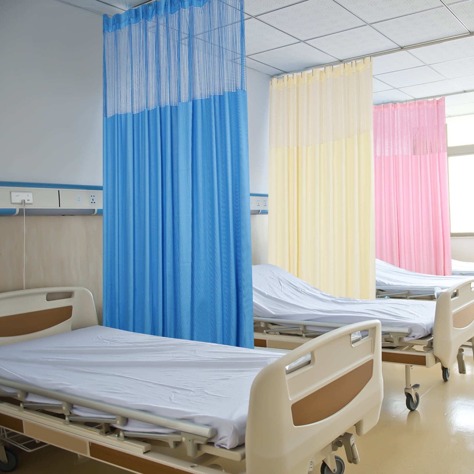 Semi-Shading Cubicle Curtain, 9x8ft, Pink with Mesh for Privacy ...