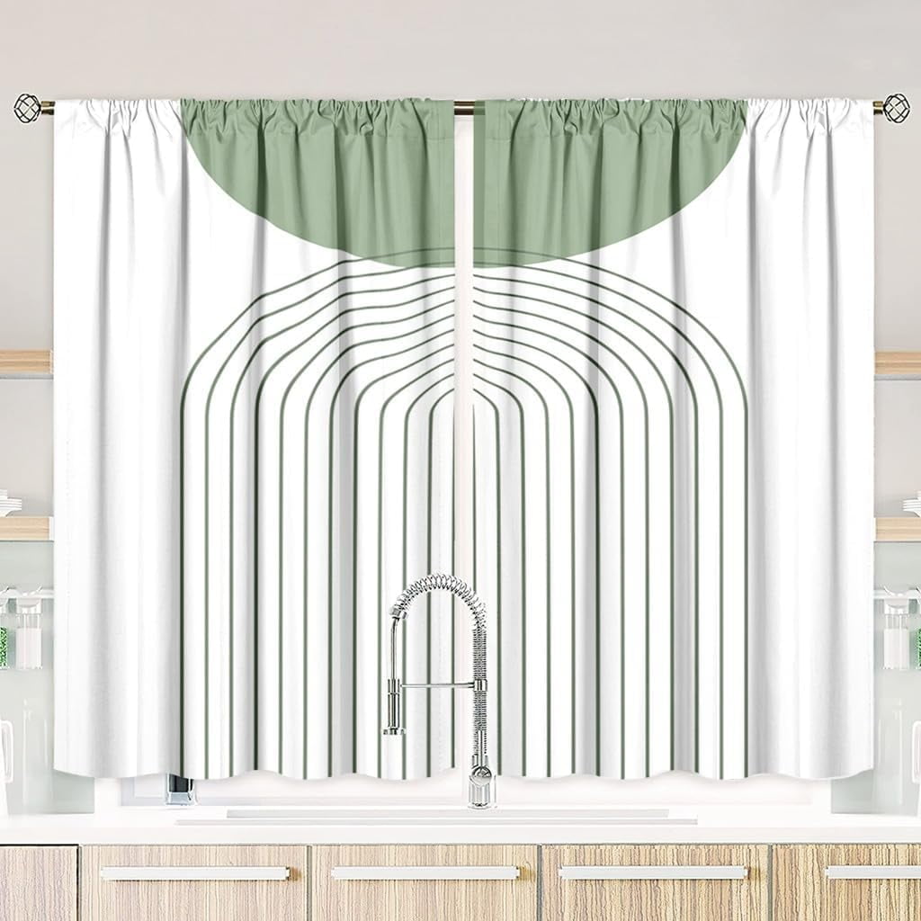Semi Sheer Boho Mid Century Curtains Minimalist Modern Art Arches and ...