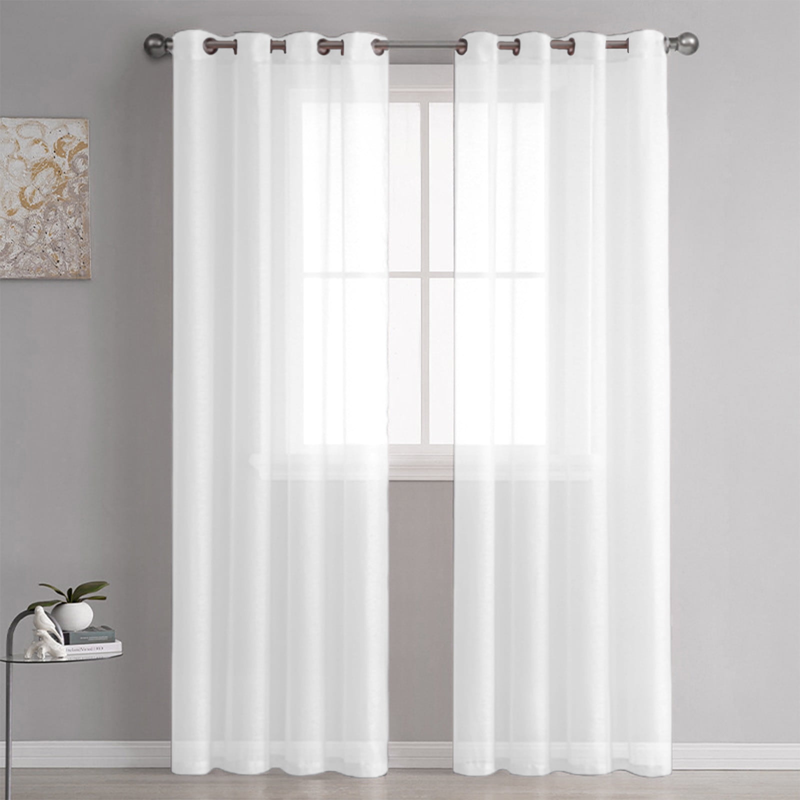 Semi Sheer Curtains - Linen Textured Curtain Sheers - Grommet Vertical ...