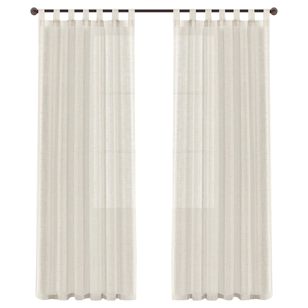 Semi Sheer Linen Curtains 70 inch Length for Living Room Back Tab Rod ...