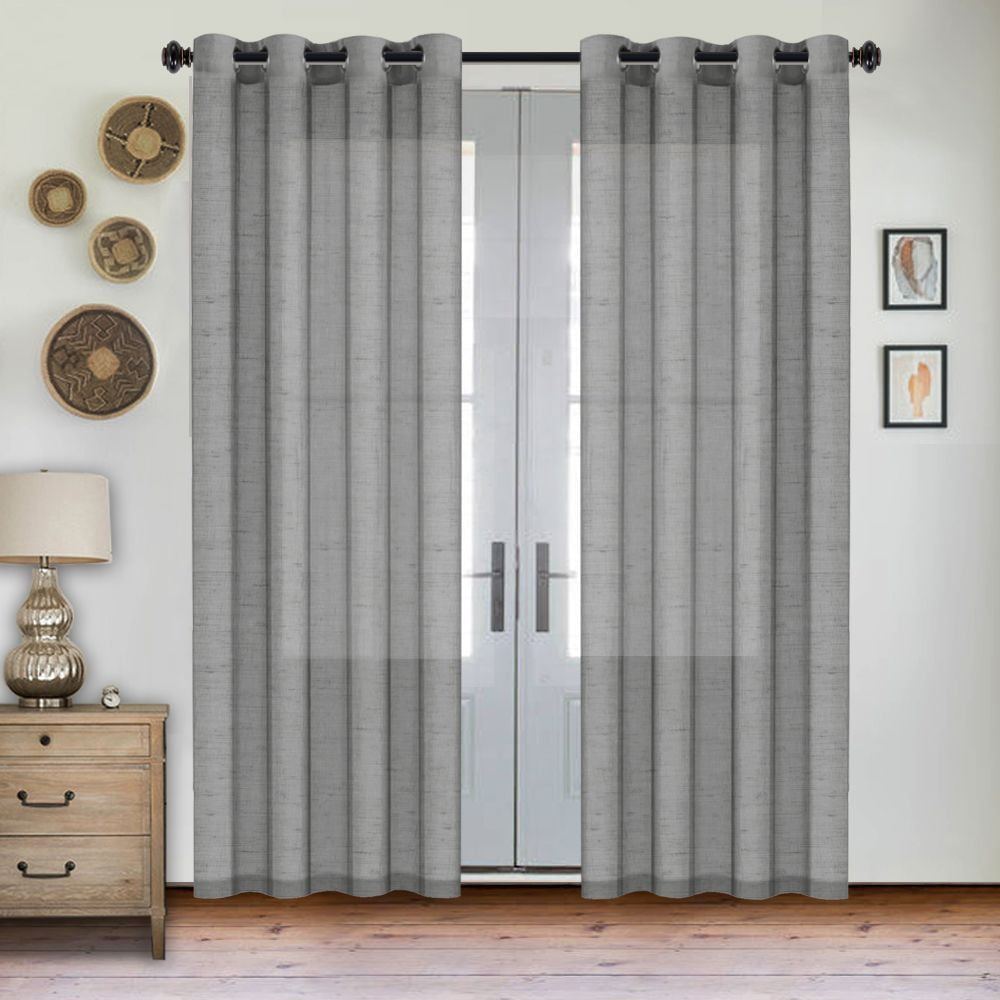 PrimeBeau Semi Sheer Curtains Light Filtering Natural Linen Blended ...