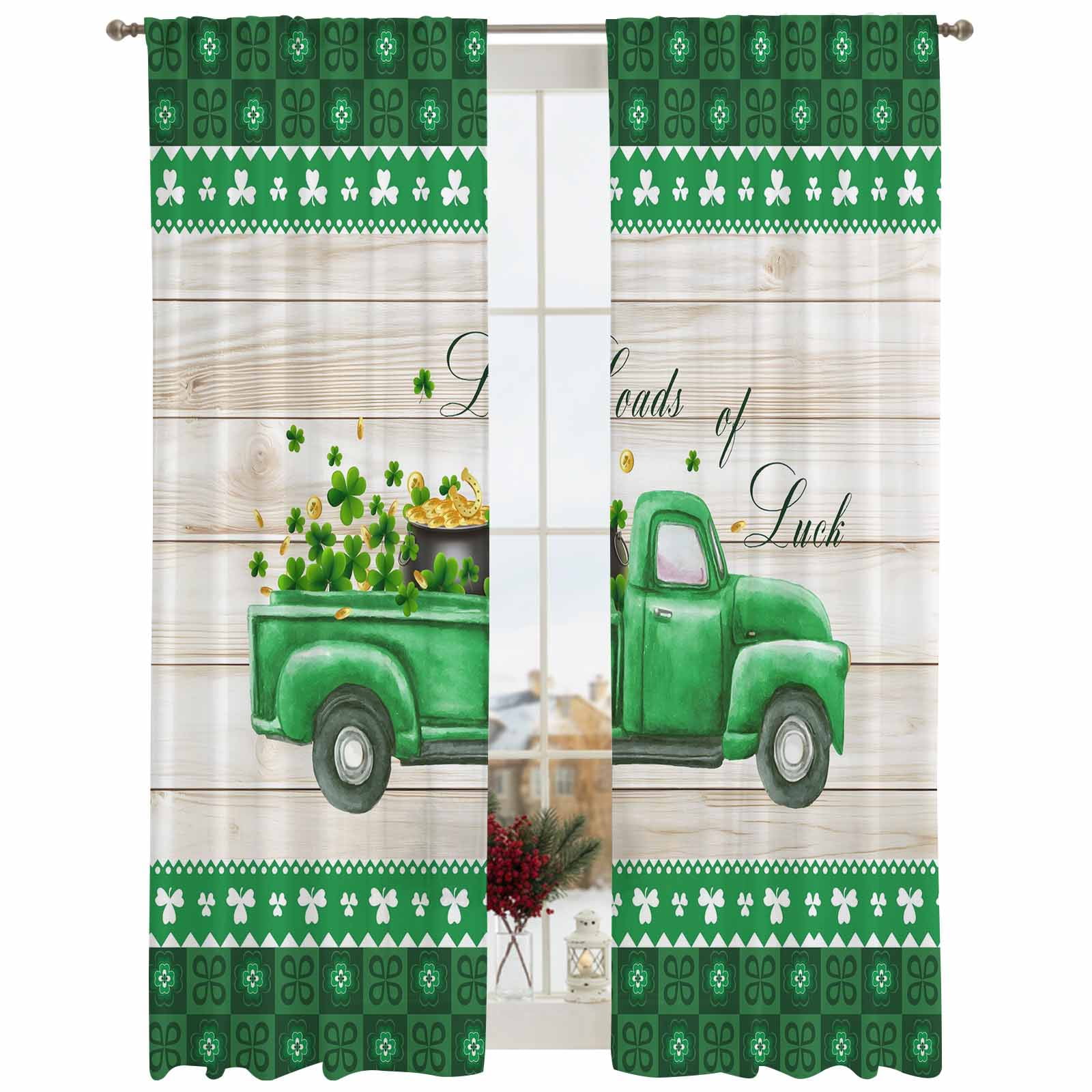 Semi Sheer Window Curtains 96 Inches Long, Saint Patrick's Day Rod ...