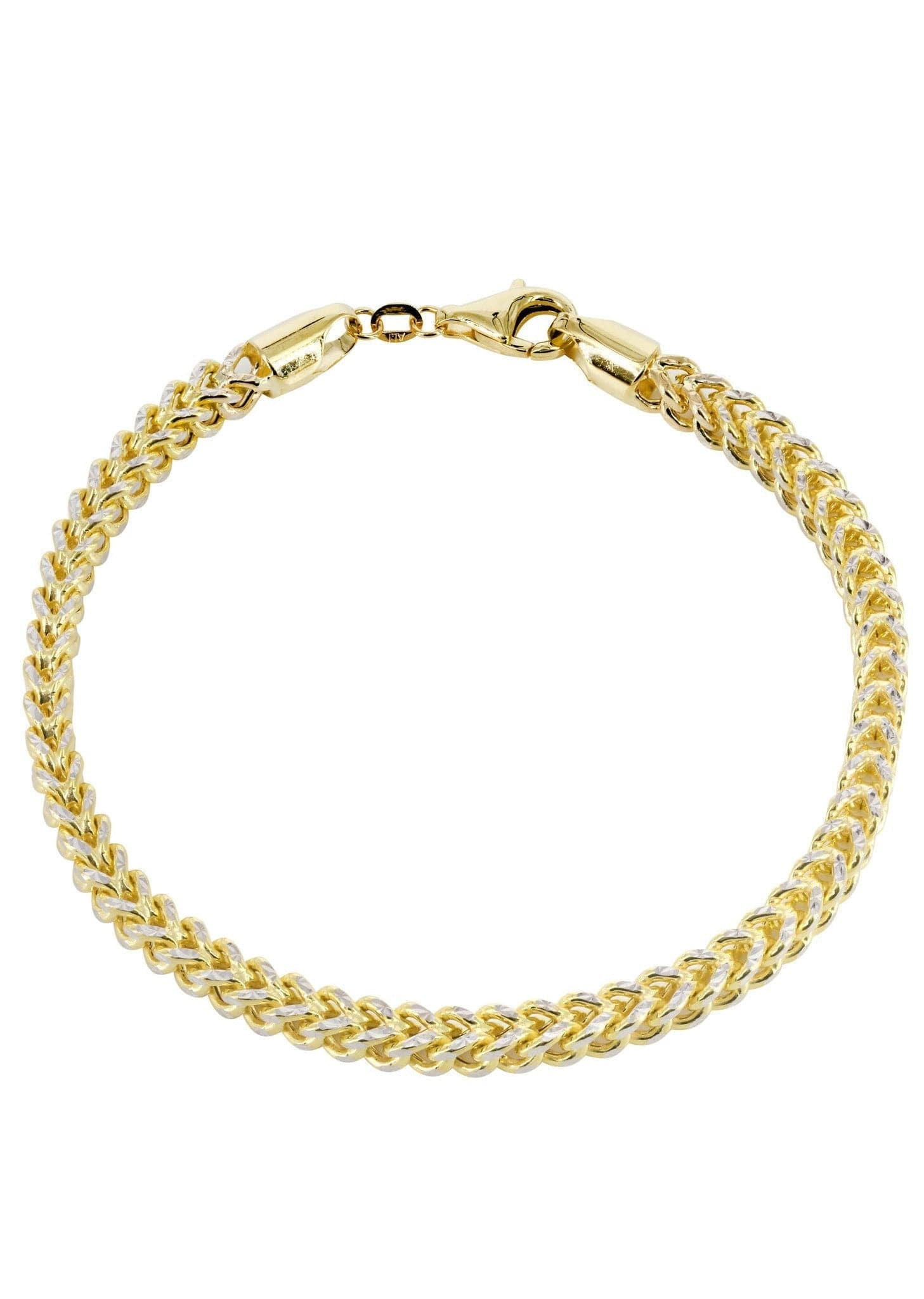 Semi Solid Mens Diamond Cut Franco Bracelet 10K/14K Yellow Gold ...