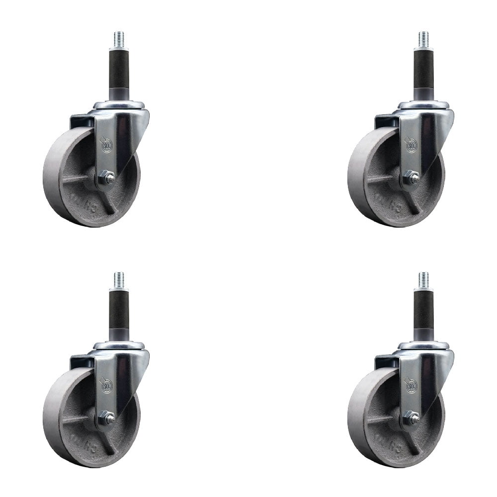 Semi Steel Cast Iron Swivel Expanding Stem Caster Set of 4 with 4 Inch ...