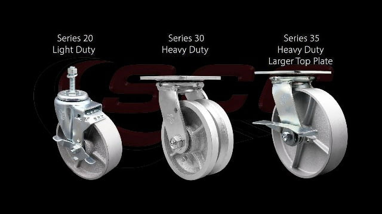 Semi Steel Cast Iron Swivel Top Plate Casters Set of 4 Heavy Duty with ...