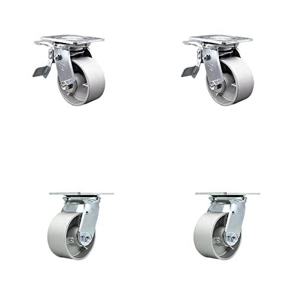 Semi Steel Cast Iron Swivel Top Plate Casters Set of 4 Heavy Duty with ...