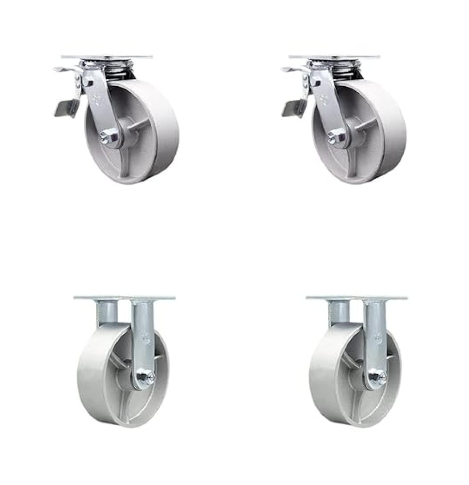 Semi Steel Cast Iron Swivel Top Plate Casters Set of 4 Heavy Duty with ...