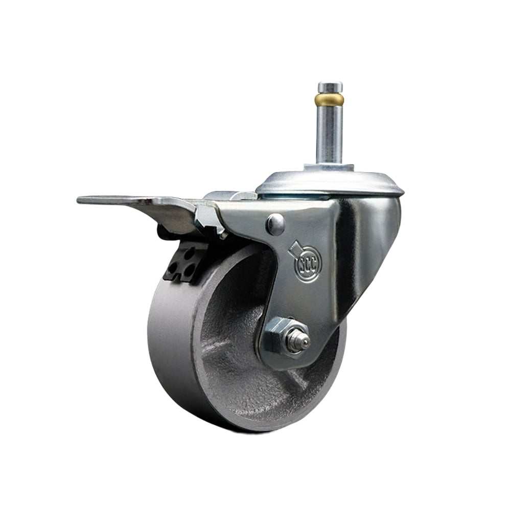 Semi Steel Swivel Grip Ring Caster -4" Wheel&7/16" Stem w/Total Lock ...