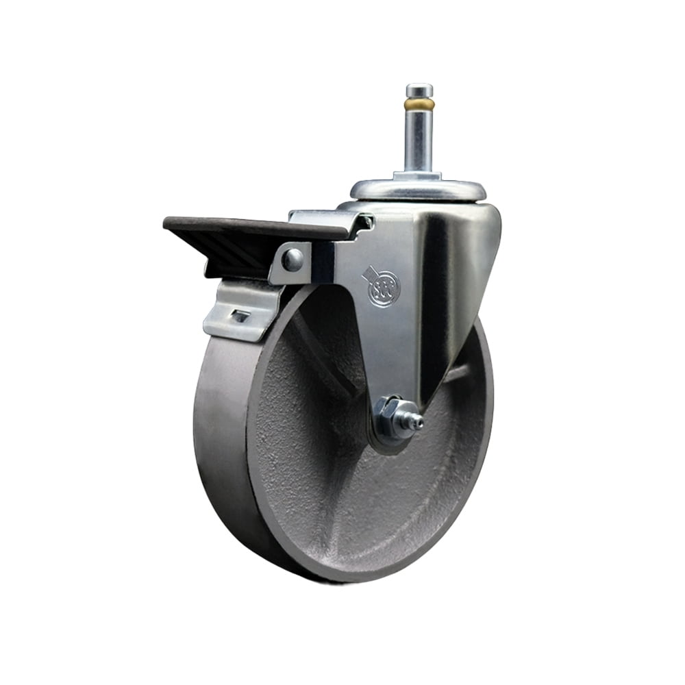 Semi Steel Swivel Grip Ring Caster - 5" Wheel & 7/16" Stem w/Brake ...