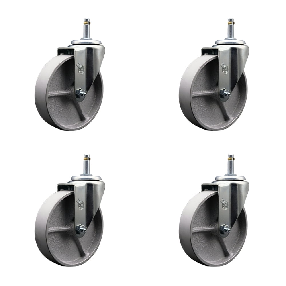 Semi Steel Swivel Grip Ring Caster Set of 4 w/5" Wheels & 7/16" Stem-4 ...
