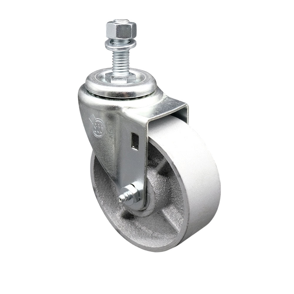 Semi Steel Swivel Threaded Stem Caster w/Roller Bearing - 4" Wheel & 1/ ...