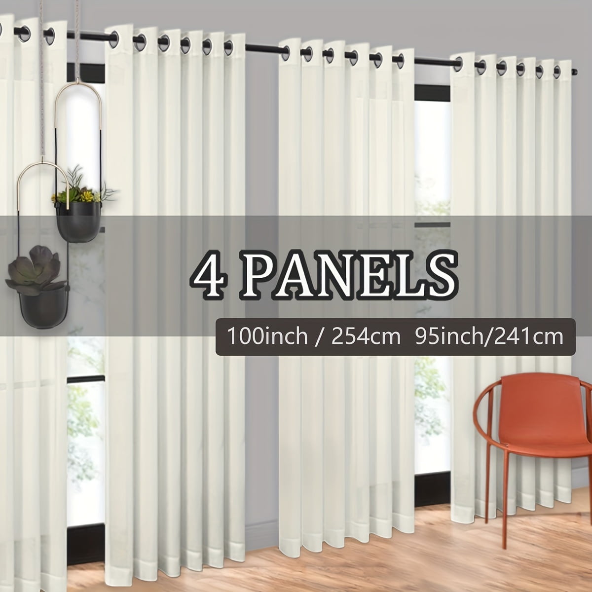 [Semi-Transparent Curtain] 4pcs Semi-Transparent Curtain, Light ...