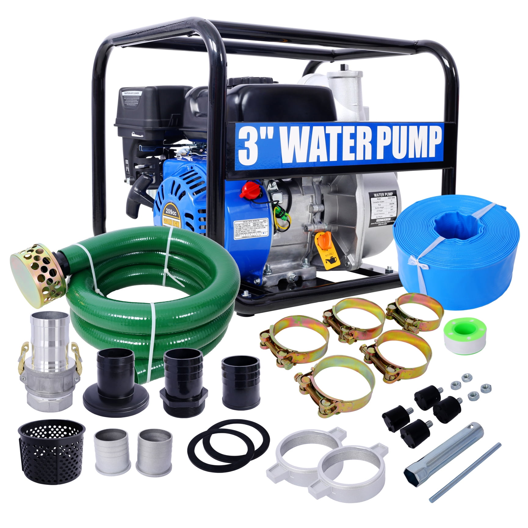 Semi Trash Pump 3 inch, 264GPM 7HP Gas Powered Semi Trash Water Pump ...