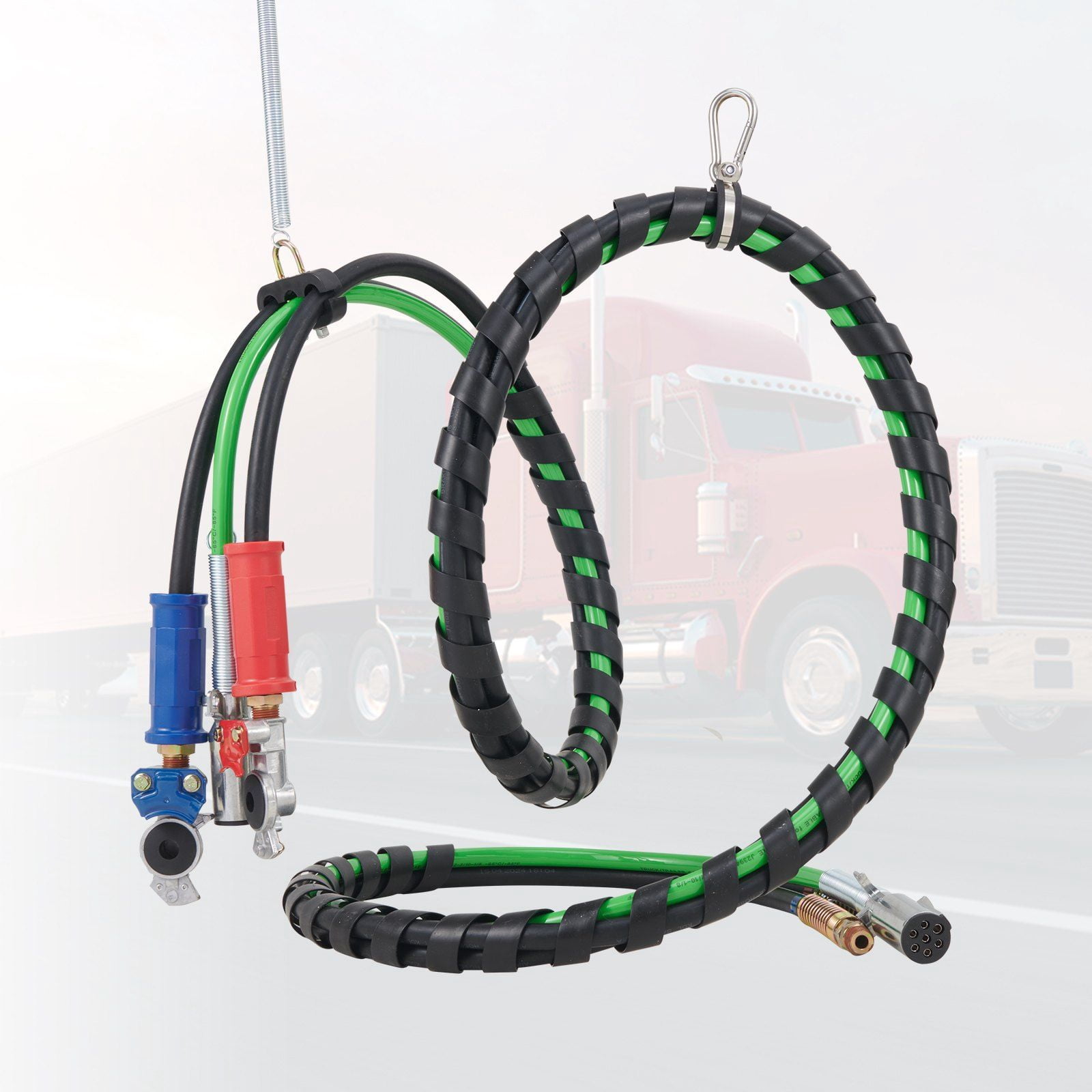 Semi Truck Air Lines Kit - 12FT Rubber Hose & 7-Way Plug Cable with ABS ...