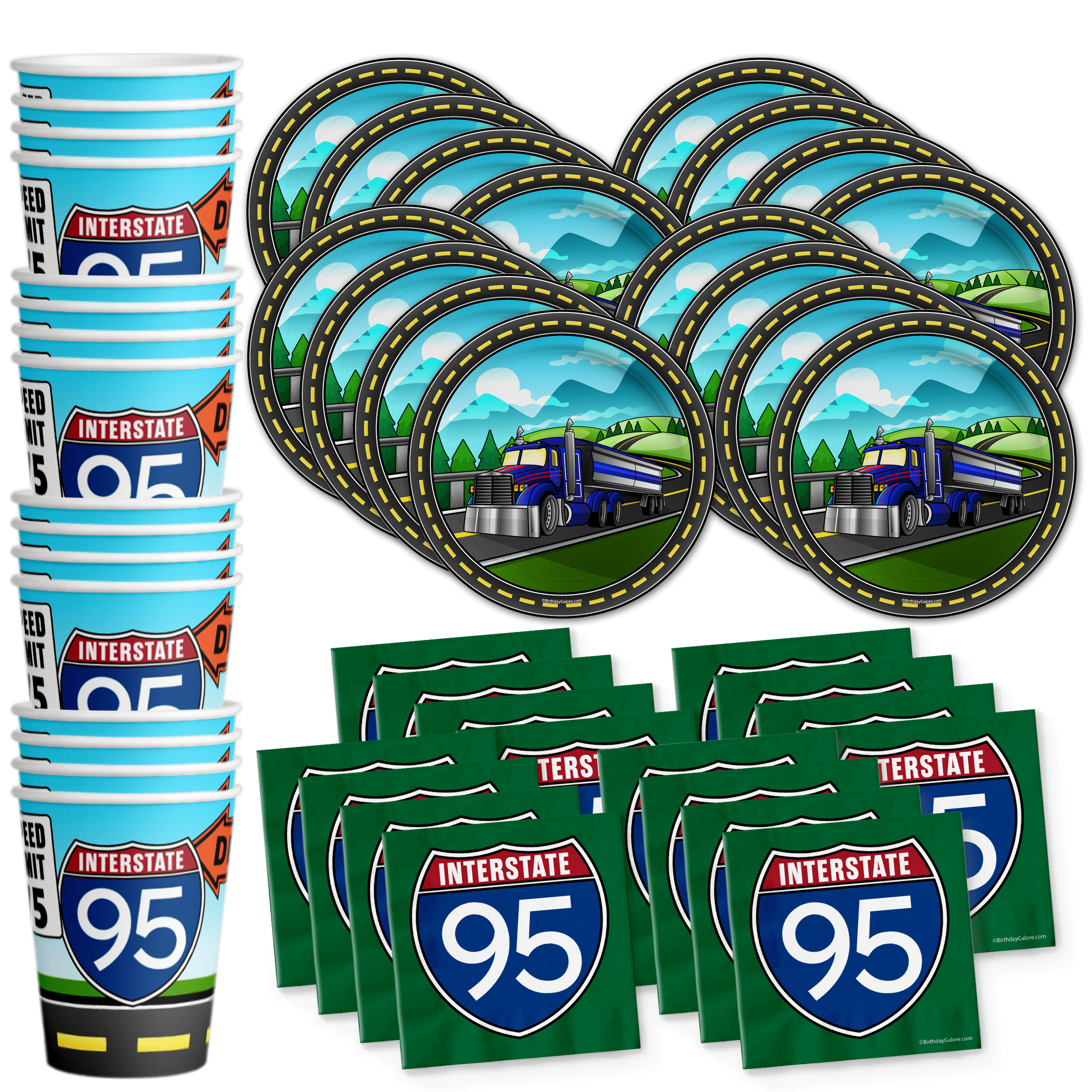 Walmart Semi Truck Birthday Party Supplies Set - Durable Plates ...