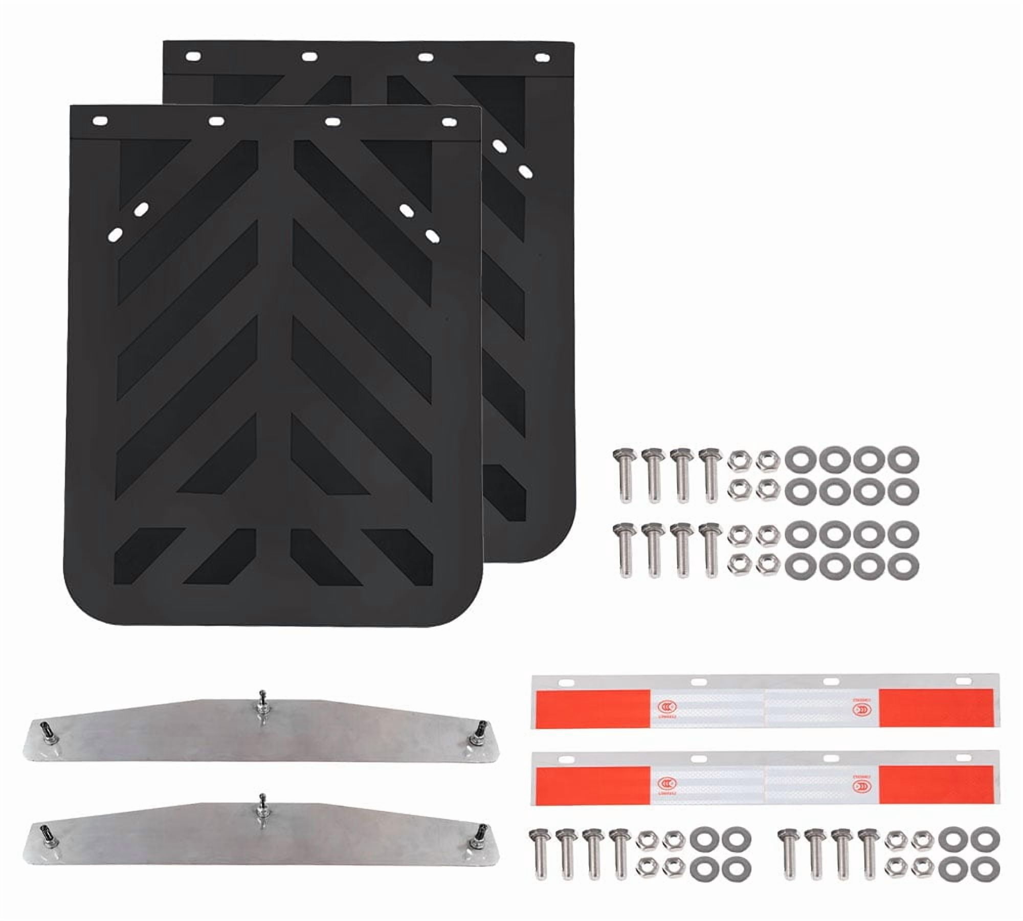 Semi Truck Mud Flap, Weight & Hanger Kit - 2PK 24"x30" Black Striped ...