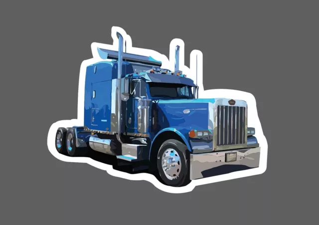 Semi-Truck Sticker Blue Waterproof Sticker Phone Decal Water Bottle ...