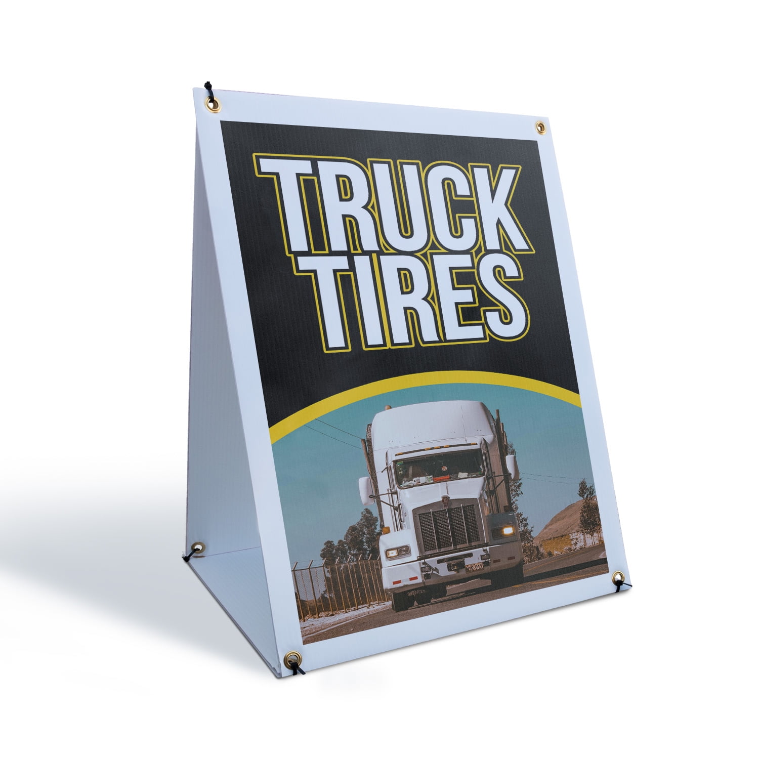 Semi Truck Tires Sidewalk Sign 18 Inch x 24 Inch A-Frame Images On Both ...