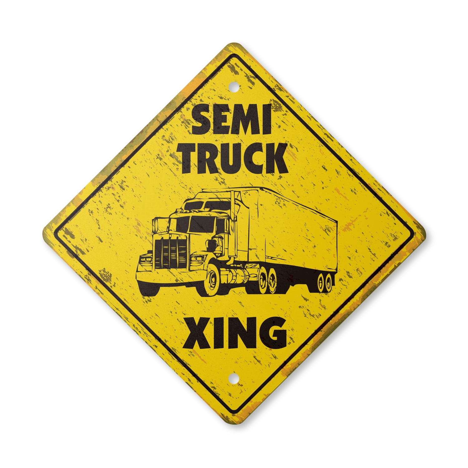 Semi Truck Vintage Crossing Sign Zone Xing | Indoor/Outdoor Plastic ...