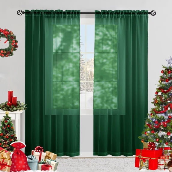 Semi Voile Sheer Curtains 2 Panels Rod Pocket Window Treatment for ...