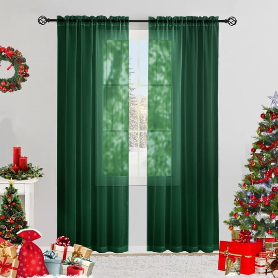Semi Voile Sheer Curtains 2 Panels Rod Pocket Window Treatment for ...