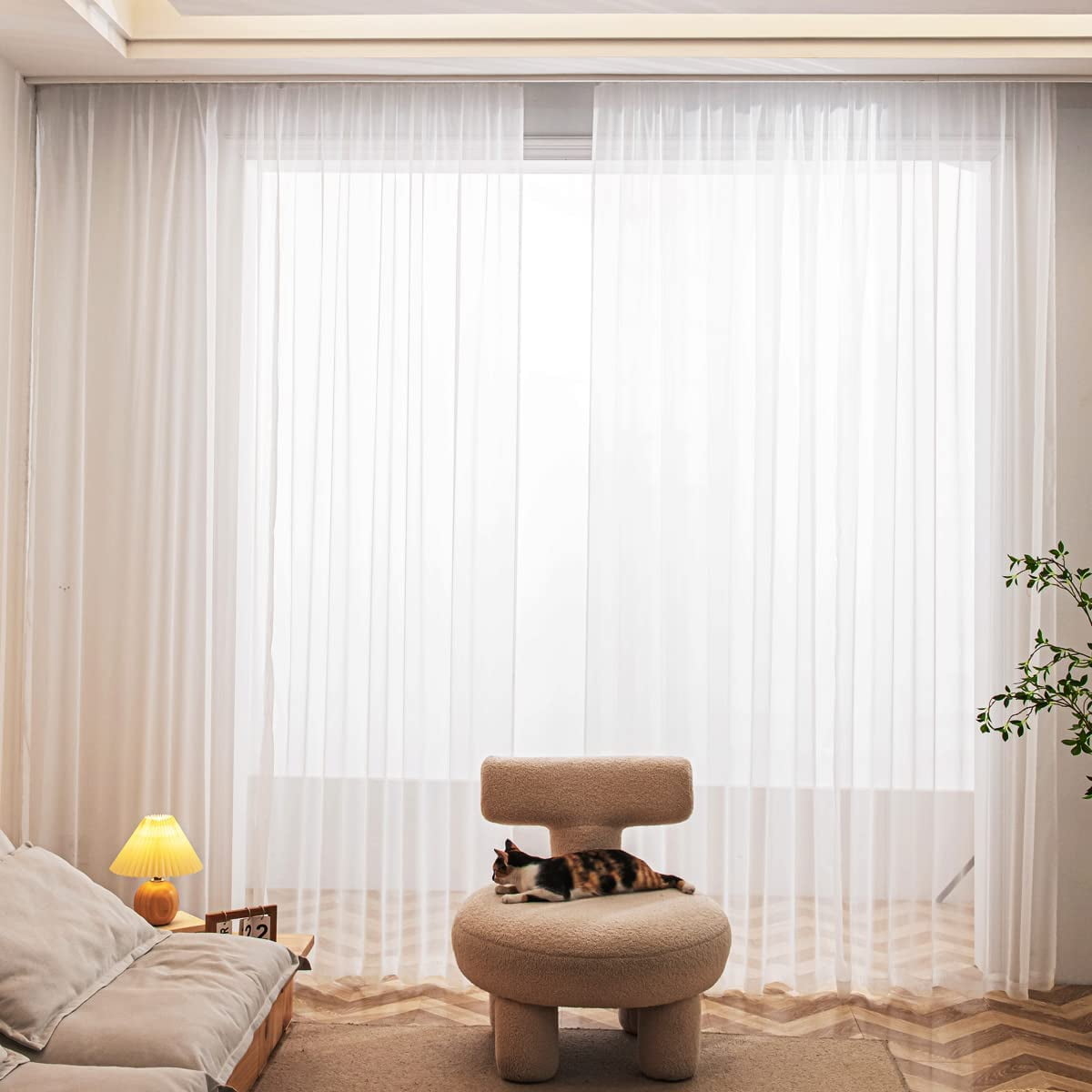 Semi Window Ivory Sheer Curtains 95 Inches Long 2 Panels Sheer Ivory ...