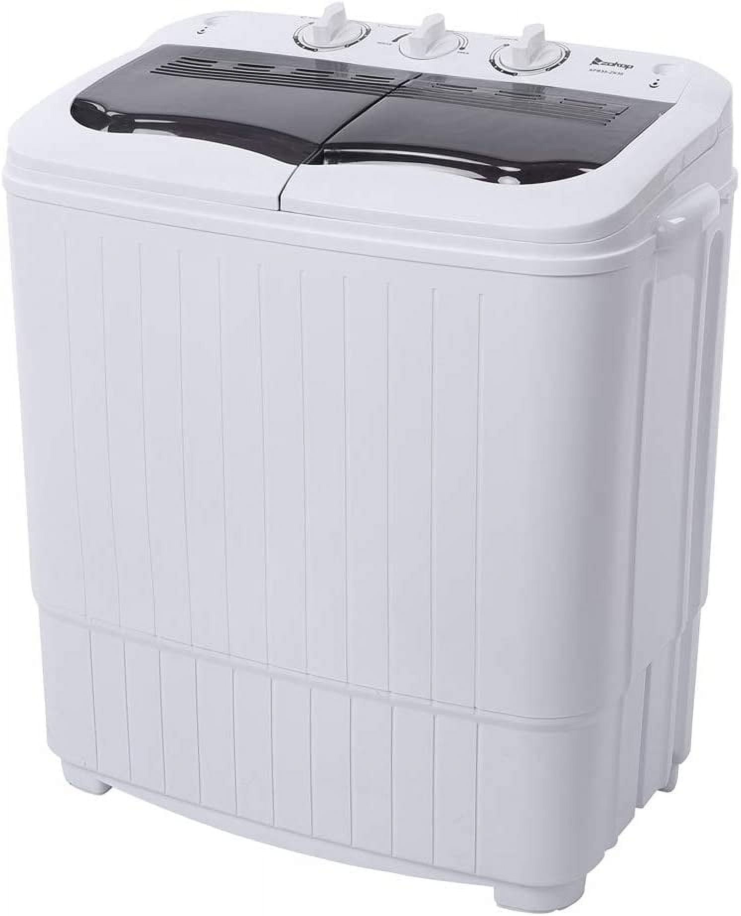 Semi-automatic twin tub washing machine with 14.3lbs capacity, built-in ...